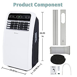 Shinco 8,000 BTU Portable Air Conditioner, Portable AC Unit with Built-in Cool, Dehumidifier & Fan Modes for Room up to 200 sq.ft, Room Air Conditioner with Remote Control, Installation Kit