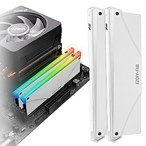 EZDIY-FAB 5V ARGB Memory RAM Cooler DDR Heatsink for DIY PC Game MOD DDR3 DDR4- White (Compatible with Aura Sync, RGB Fusion and Mystic Light Sync)-2 Pack-PI061