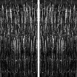 TOTAFAM White Fringe Curtains, Xtra Large Foil Fringe Curtains, Pack of 2 Foil White Backdrop Curtains Party Decorations for Birthday Wedding Bridal Shower Cocktail Christmas New Year Party