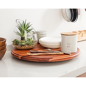 Heavy Duty Wood Lazy Susan Turntable, (20inch) Extra Large Acacia Kitchen Countertop Dinner Table Bearing Plate | Rotating Organizer Tray Disc Grazing Tray Cheese Board Charcuterie Platter