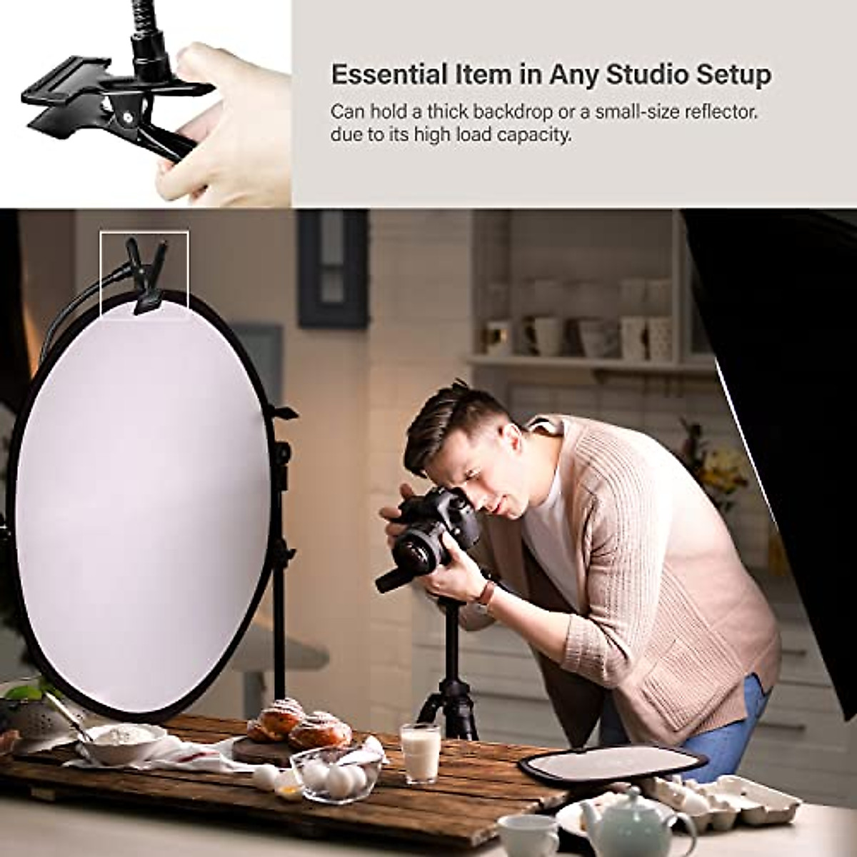 LimoStudio (2 Pack) Heavy Duty Photography Lighting Stand Flash Magic Clamps with Flex Arm, Gooseneck Mount for Table Top Mount, Multi Purpose Super Clamps, AGG3275
