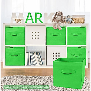 Greenco Foldable Storage Cubes, 6 pcs (Green) | Closet Organizer Storage Basket/Box/Bin/Shelf | Cube Storage Organizer | Collapsible Storage Bins Boxes | Non-woven Cloth Fabric Bin Drawers/Baskets