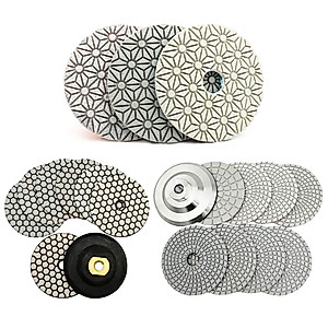 SHDIATOOL Diamond Polishing Pads Kit for Granite Marble Stone Tiles Including 3 Kinds Diamond Pads