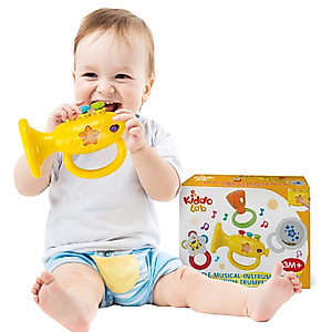 KiddoLab Musical Instruments Set with an Electronic Trumpet and Rattles for Babies. Toddler Learning Toys for Early Development. First Infant Music Toy for 3 to 18 Months Old