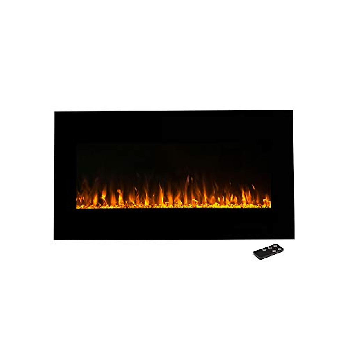 36-Inch Wall-Mounted Electric Fireplace – LED Fire Flames with Remote – Adjustable Flame Color, Brightness and Heat by Northwest (Black)