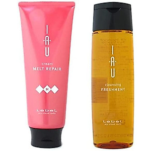 Lebel IAU Cleansing Freshment Hair Shampoo 200ml & Lebel IAU Melt Repair Hair Treatment 200ml Set (Green Tea Set)