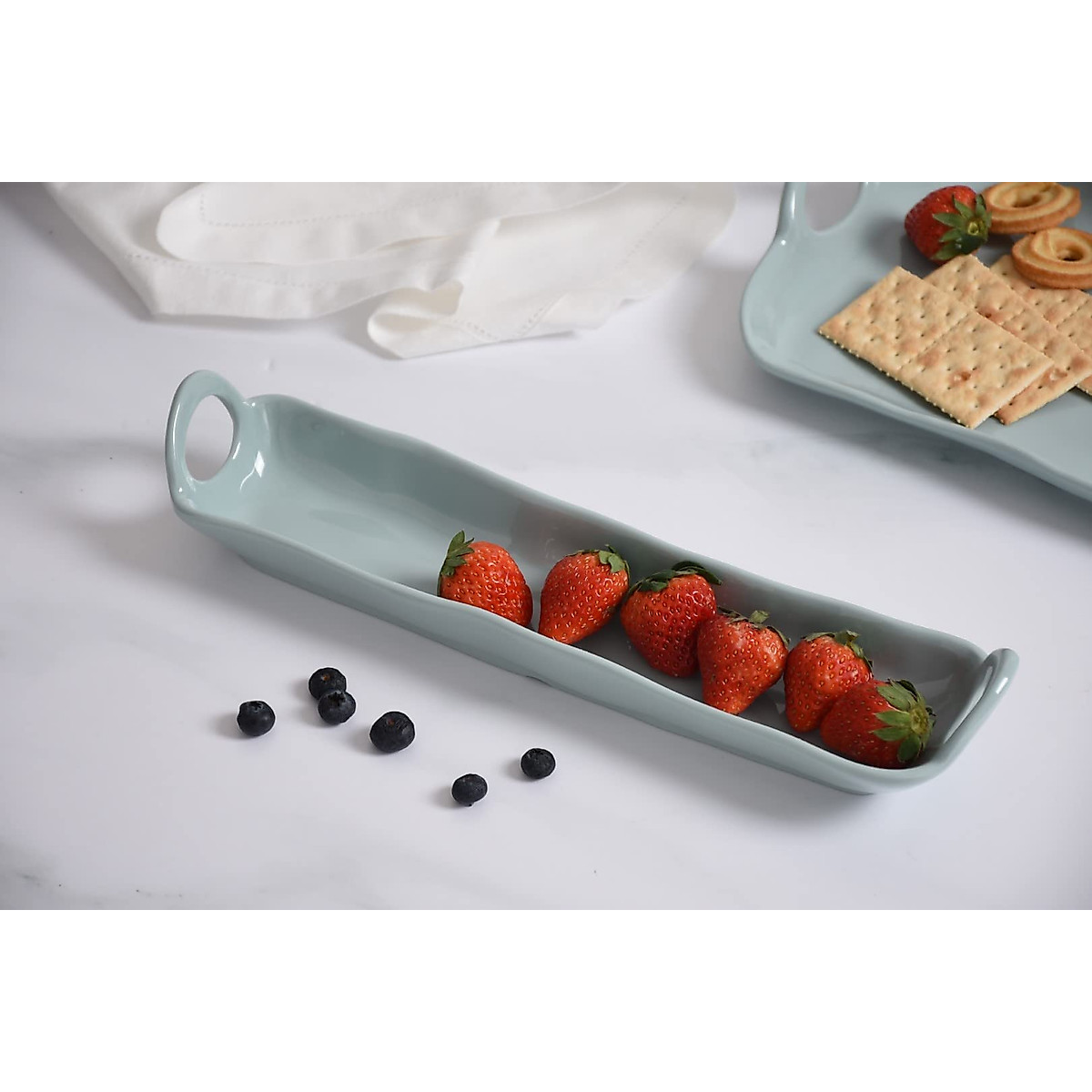 Pampa Bay Shatterproof Melamine Cracker Tray, 14.3 x 3.3 Inch, Food, Freezer, Dishwasher Safe, Aqua