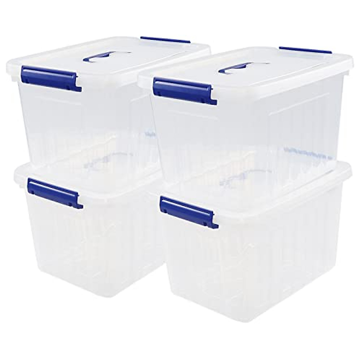 Xowine 4-Pack 10 L Plastic Storage Box, Clear Storage Box with Lid
