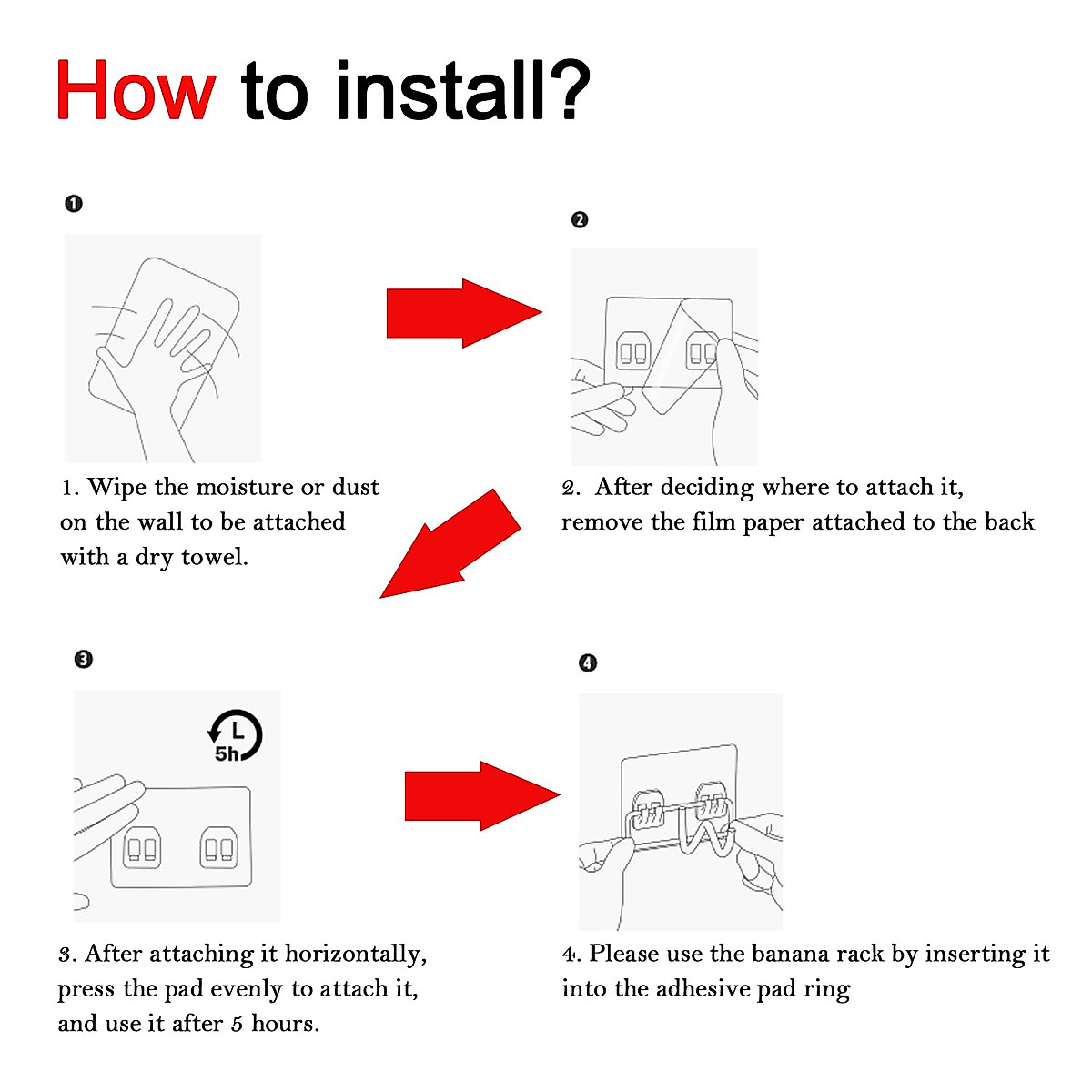 FLYBOT Banana Compact Adhesive Hanger - Solid Stainless Steel, Prolong Freshness, Neat Storage, Easy Installation, Durable, Rust-Resistant