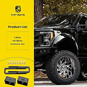 YHTAUTO 3 inch Rear Leveling Lift w/Hardware Kit Fits 1999-2019 Chevy & GMC Models, Silverado/Sierra 1500, RWD/4WD, Extended Square U-Bolts with Lift Blocks Suspension Leveling Lift Kit Set of 6