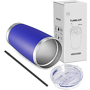 VEGOND 20oz Tumbler with Lid and Straw Stainless Steel Tumbler Cup Vacuum Insulated Double Wall Travel Coffee Mug Powder Coated Coffee Cup (Bluish Violet 1 Pack)