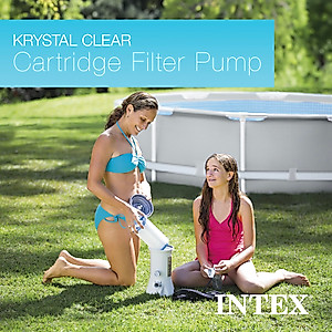 Intex 2500 Gallons Per Hour Above Ground Swimming Pool Cartridge Filter Pump System with a Pair of 59 Inch Long Pool Pump Accessory Hoses, Aqua