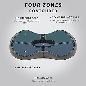Gel Seat Cushion -Breathable Cover& Memory Foam for Long Sitting on Office/Home Chair, Car, Wheelchair- Hip, Tailbone, Coccyx, & Sciatica Pain Relief- Black