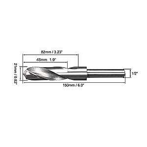 uxcell Reduced Shank Drill Bit 21mm High Speed Steel HSS 4241 with 1/2 Inch Straight Shank