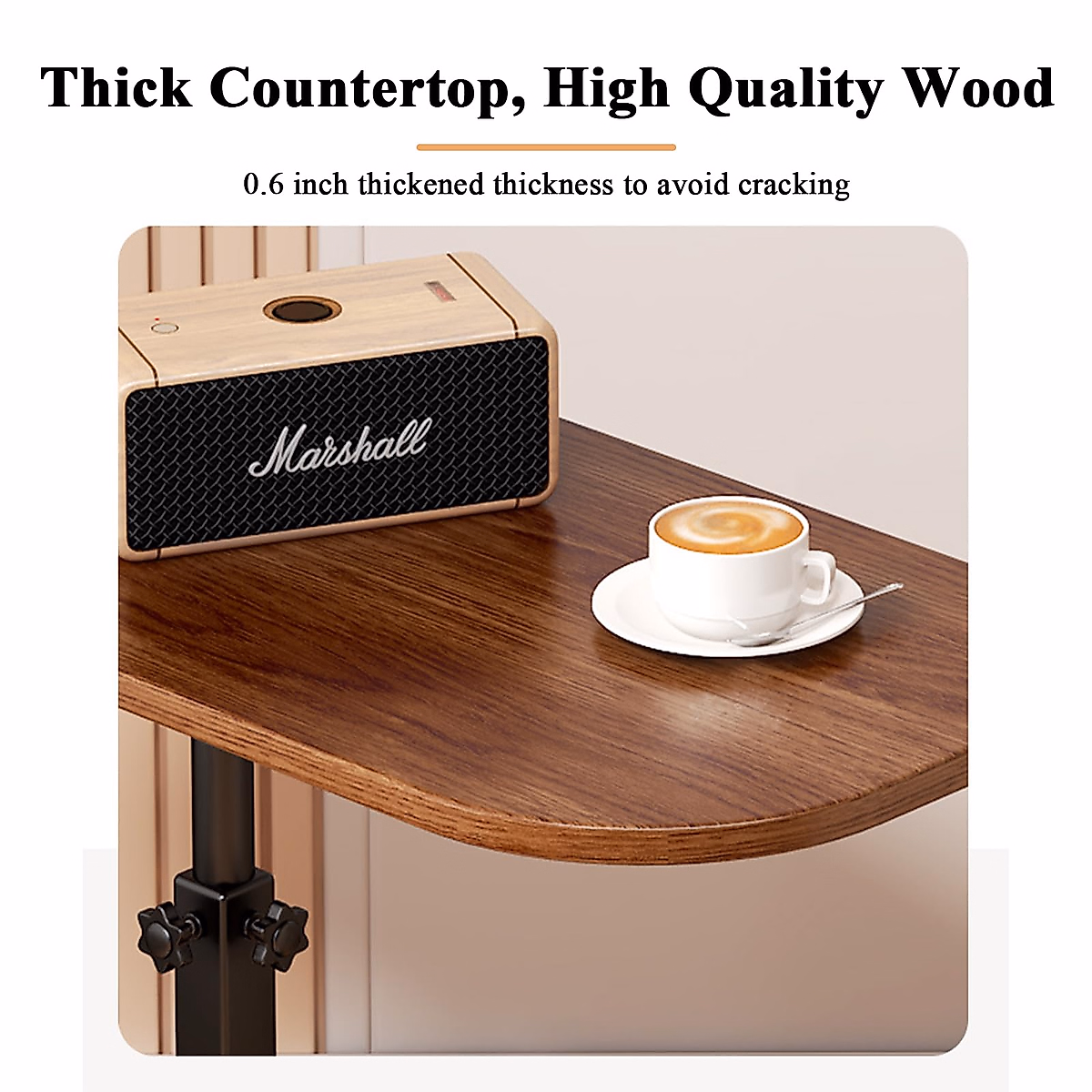 GENDLTHIJ C Shaped End Table for Couch, C Table End Table with Adjustable Height, 360° Swivel Laptop Desk for Livingroom,Bedroom,Study and Small Spaces,Bedside Table (Walnut Wood)