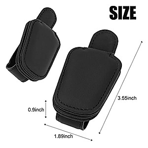 Suranew Car Sunglasses Holder - Magnetic Auto Sunglasses Holder for Car Sun Visor, Leather Hanger Clip for Ticket Card, Car Visor Accessories (Black)