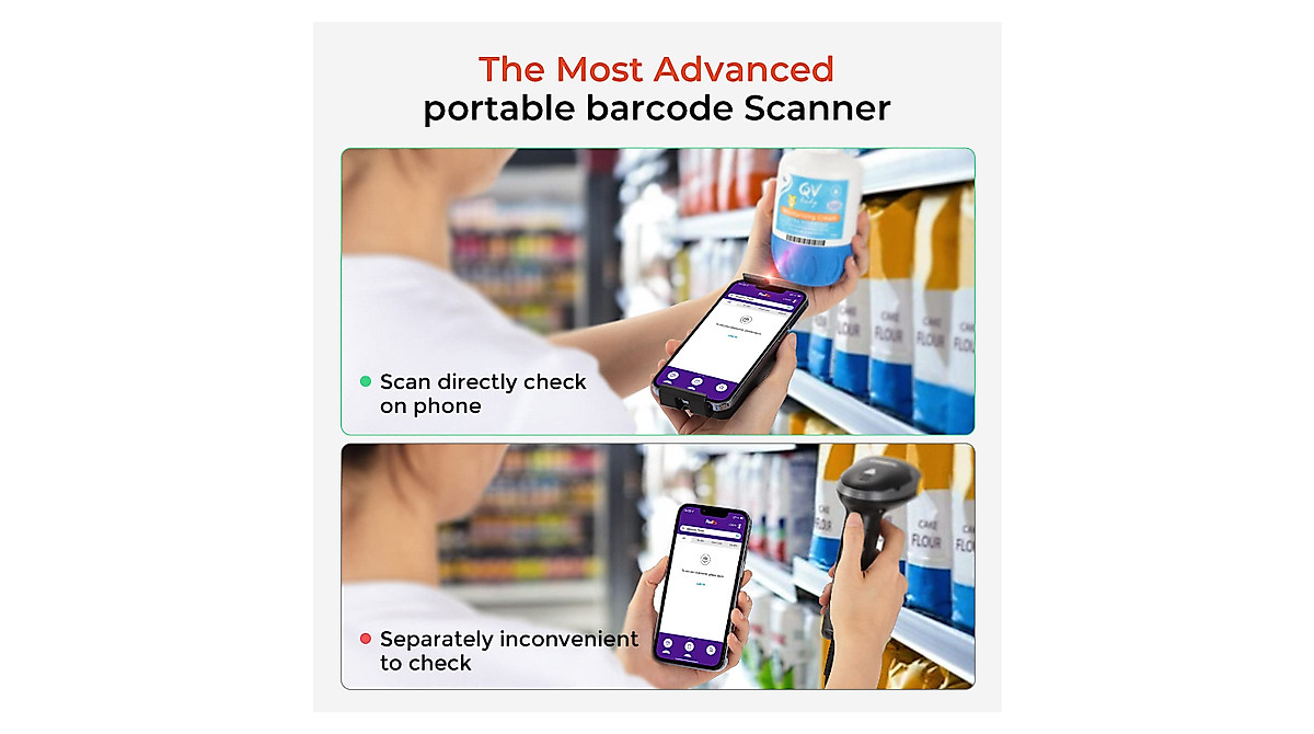 MUNBYN Bluetooth Barcode Scanner-QR 1D/2D Back Clip Phone Barcode ...
