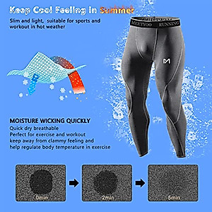 MEETYOO mens for Men, Cool Dry Sports Workout Running Tights Leggings Compression Pants, 3pcs-c, Large US