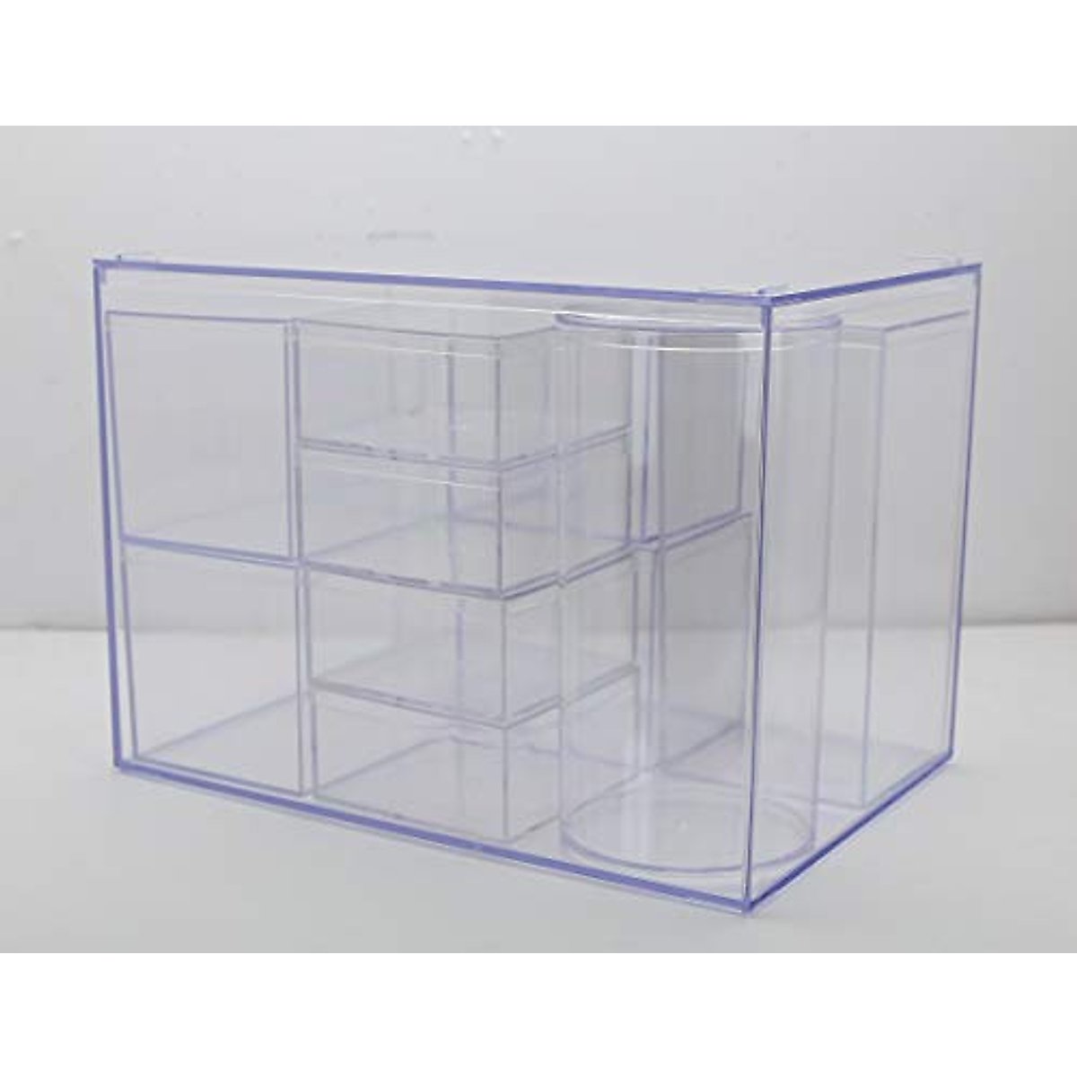 Clear Large Rigid Plastic Box 12 1/2" x 8 1/2" x 8 1/2" with Variety Boxes Inside (Round 4 1/4" Dia, 8" X 4" Rectangle, and 4" x 4" Square and Others)