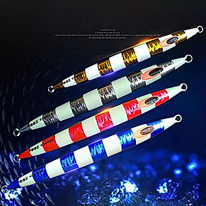 Otomin Glow Fast Speed Vertical Jigging Lures Saltwater Metal Pitching Falling Fish Jigs Artificial Baits Lead Jigging Fishing Plugs 100g 150g 200g 250g 300g 400g (4 Colors, 400g)