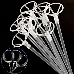 50 Pieces Balloon Sticks With Cups for Bobo Balloons 16" Balloon Holders for Big Latex Stuffing Clear Balloons and Foil Balloons Decorations