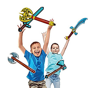 Mkork&fzsx Inflatable Toys Inflatable Weapons Large Size Blow Up Sword Axe Pixel Party Favor(13 Objects per Box)