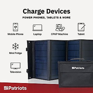 4Patriots: 40-Watt Solar Panel - Compact Portable Power, 4 Foldable Panels, USB Port for Phone & Devices, ECO Solar Energy, Handle for Easy Transport, Solar Charger for Camping, Hiking Or RV Trips