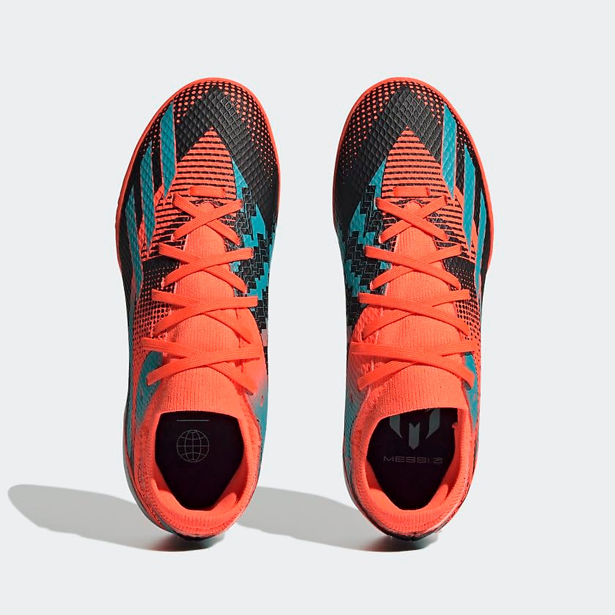 adidas X SPEEDPORTAL Messi.3 Indoor Soccer Shoe, Team Solar Orange/Mint Rush/Black, 2 US Unisex Little Kid