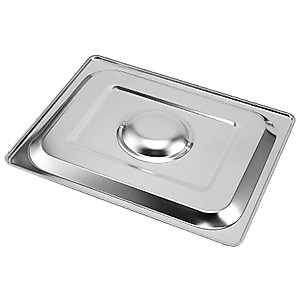 JAPCHET 4 Pack 1/2 Size Stainless Steel Steam Table Lid, Steam Table Pan Lids with Handle Hotel Pan Cover for Kitchen, Hotel, Restaurant and Party, Silver
