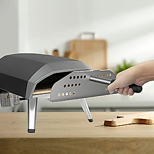 Pizza Ovens Door for Ooni Koda 12 Gas Pizza Oven, Heavy Duty Outdoor Pizza Oven Wind Guard with Handle & Ventilation Holes, BBQ Grill Accessories for Roast Meat, Fish or Steak