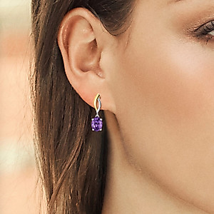 Gem Stone King 925 Sterling Silver and 10K Yellow Gold 8X6MM Oval Gemstone Birthstone Infinity Dangle Drop Earrings For Women