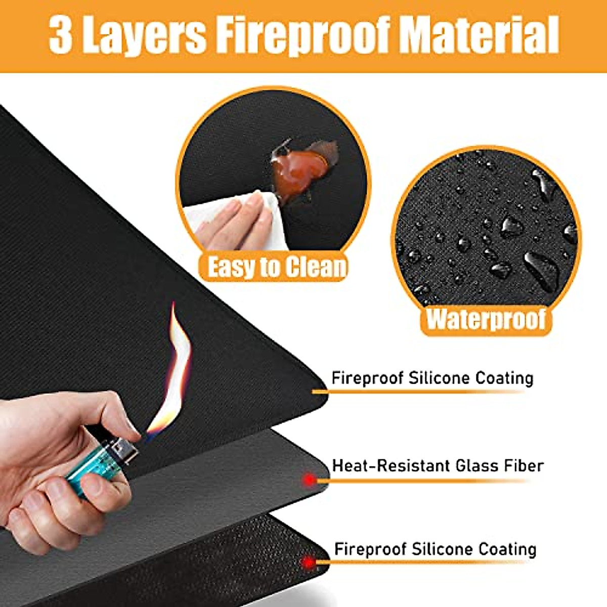 Amerbro Heat Resistant Mats for Countertop - Firproof 15x18 in Heat Resistant Mats for for Air Fryer - Kitchen Countertop Protector for Air Fryer, Coffee Maker, Stand Mixer, Toaster, Oven 2PCS