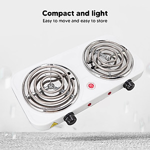 Electric Countertop Stove, 2000W Multifunctional 2 Portable Cooking Stove Electric Hot Plate Double for Home and Outdoor (110V)