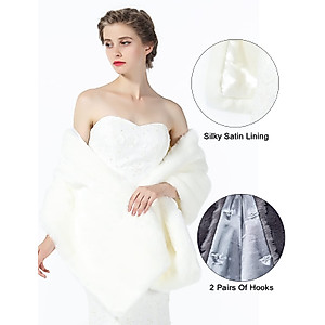 Faux fur Shawl Wrap for Wedding Women Shrug Bridal Stole Winter Cover Up Bridesmaids Cape