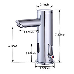 Fyeer Automatic Electronic Sensor Touchless Faucet, Motion Activated Hands-Free Bathroom Vessel Sink Tap, Temperature Adjustable knob, Hot and Cold Mixer, Chrome Polished Finish…