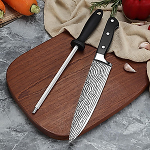 Chef knives (8.3 inch), Unokit Professional chef knife and honing steel, stainless steel, Ergonomic Handle, Ultra Sharp Chef Knife, Non-Stick Kitchen Knife, Chefs Knives and Honing Steel with Gift Box