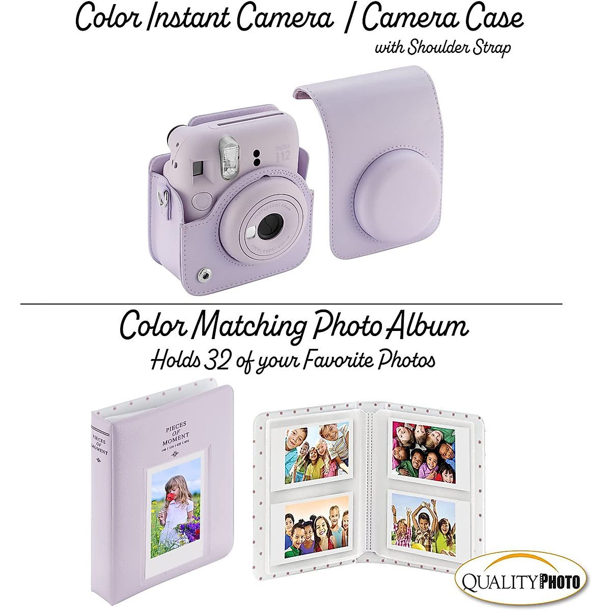 Fujifilm Instax Mini 12 Instant Camera with Case, 40 Fuji Films, Decoration Stickers, Frames, Photo Album and More Accessory kit (Lilac Purple)