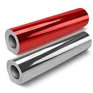 VViViD DECO65 Chrome Gloss Bundle Craft Vinyl 2 Rolls of 7ft x 11.8" (Red & Silver) - M0
