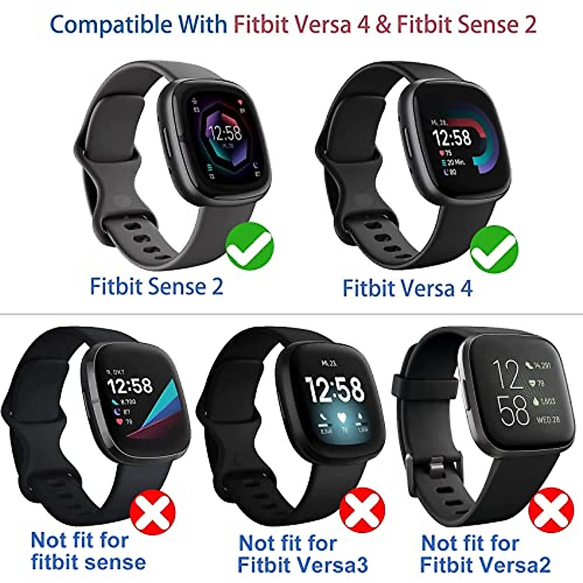 Suoman [4-Pack] for Fitbit Sense 2 /Versa 4 Screen Protector Case, Full Around Electroplate Soft TPU Bumper Around Protective Case Cover for Fitbit Sense 2/Versa 4 Smartwatch