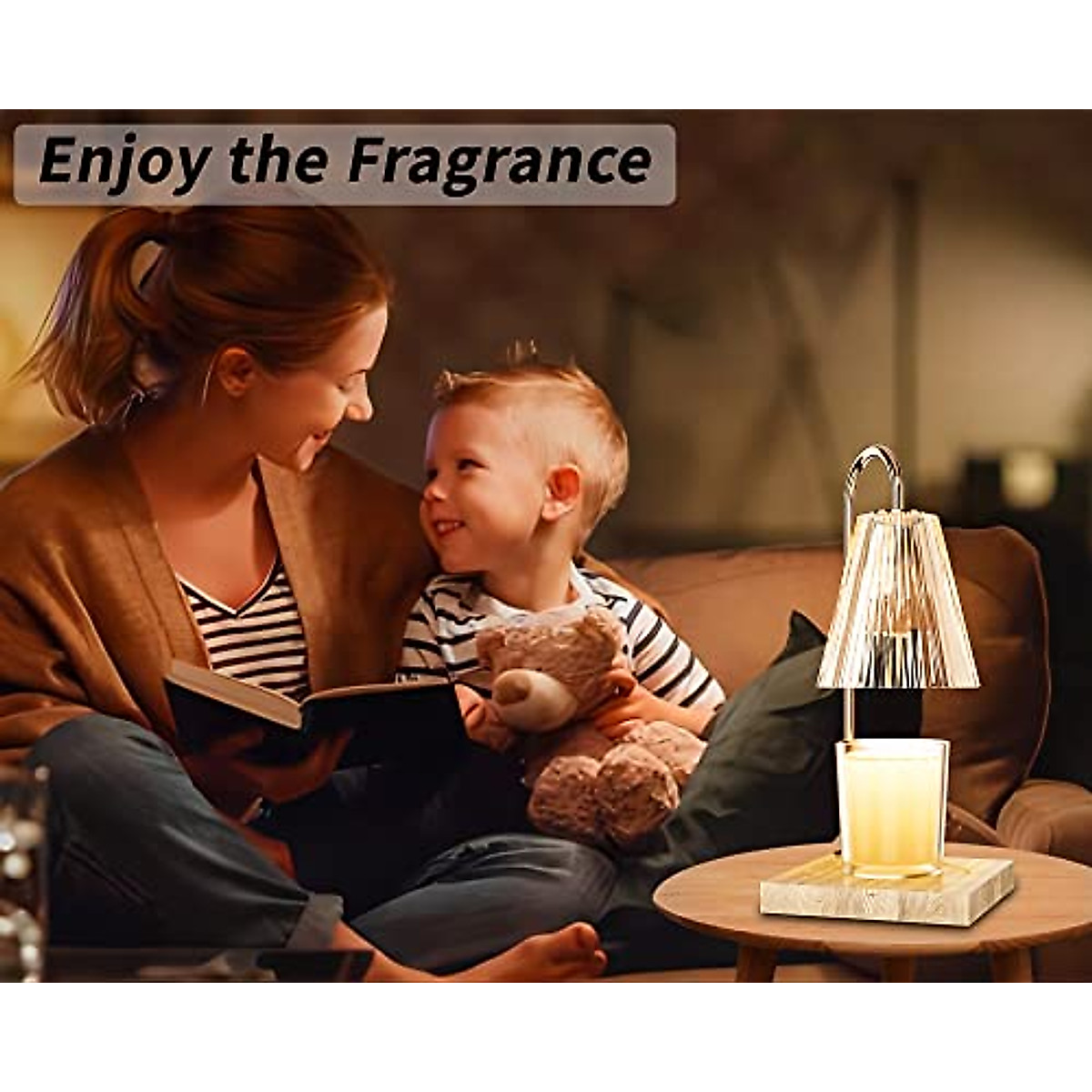 SESIIduo Candle Warmer Lamp, Timer & Dimmable for Jar Candles, Melter Electric Scented Candle Electric Melter Light with 2 Bulbs, Home Decor and Gift for Mother, Her, Wedding-Glass Wood