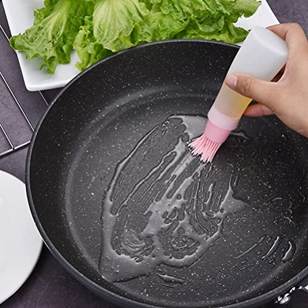 Happyyami Clear Container 6Pcs Silicone Oil Bottle Brush Portable BBQ Pastry Basting Brush Oil Honey Sauce Bottle Brush for Cooking Grill Barbecue Baking Tools Mixed Color Silicone BBQ Brush