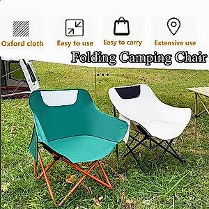 Kvittra Portable Camping Chair, Breathable Cushion Construction 2 Side Pockets Aluminum Frame Camp Chair with Carry Bag Compact and Lightweight Folding Chair for Backpacking and Camping
