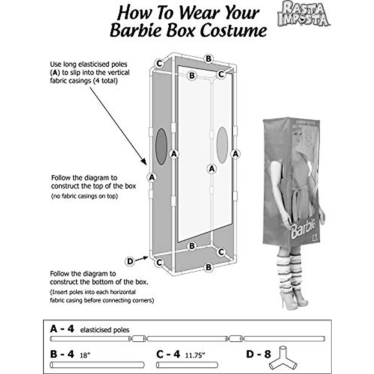 Rasta Imposta Barbie Box Accessory Only for Your Halloween Costume, Pink, Women’s, Adult, One Size