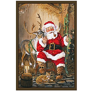Santa and His Reindeer Printed Christmas Rug 3'1"x4'4"