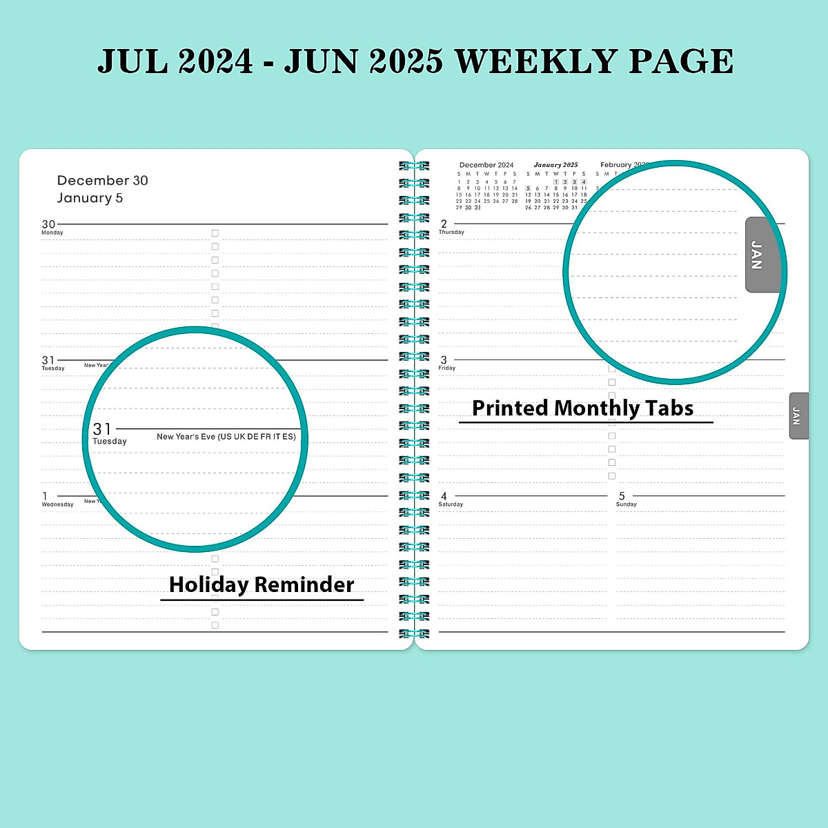 2024-2025 Planner - Jul. 2024 - Jun. 2025, 8" x 10", Planner 2024-2025, Weekly & Monthly Planner 2024-2025, Flexible Cover, to-Do List, Twin-Wire Binding