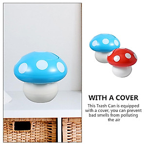 Cabilock Decorative Rubbish Bin Mini Desktop Trash Can, Mushroom Lid Wastebasket Small Tabletop Paper Garbage Can Rubbish Bin Cute Small Countertop Trash Bin Container for Home Office 2pcs