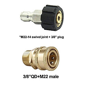 8pcs Pressure Washer Adapter Kit,Garden Hose Quick Connect Fittings,M22 Swivel to 3/8'' Quick Connect, 3/4" to Quick Release