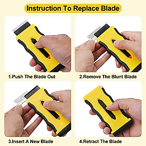 Kiemeu Oven Razor Blade Scraper Tool For Glass Stove Top Scraper Tool, Dual-End Ceramic Cooktop Razor Scraper With 10 Replacement Blades