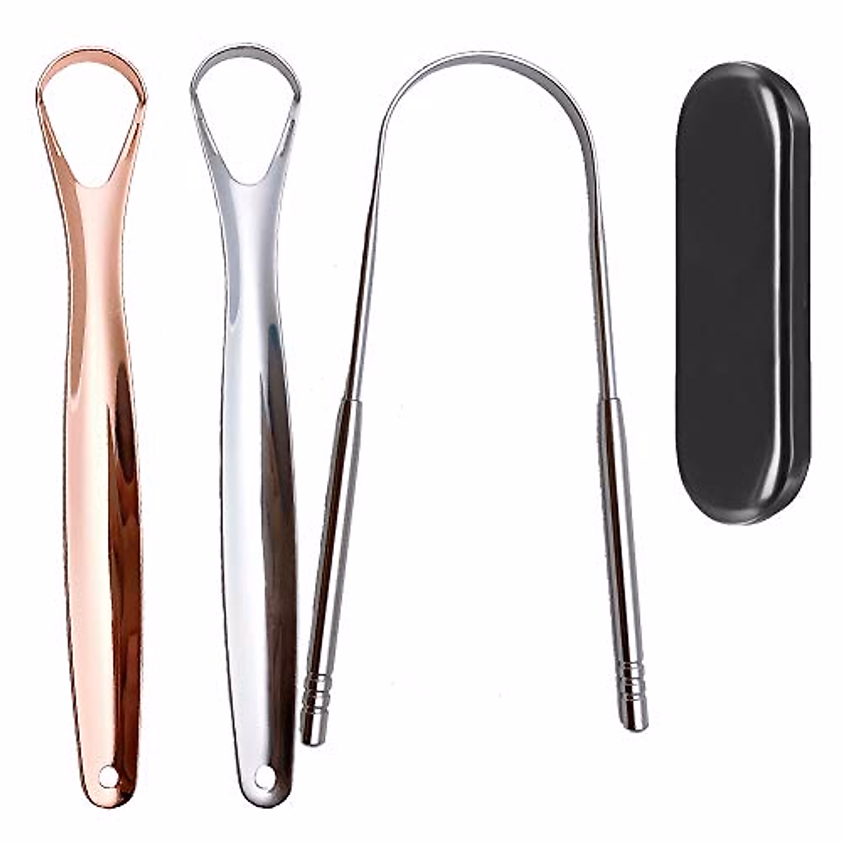 Tongue Scraper, Tongue Cleaner, Tounge Scraper Cleaner,Tongue scrapers for adults with Carrying case, Fresh Breath Tongue Scrapers Medical Grade Metal (3 pack)