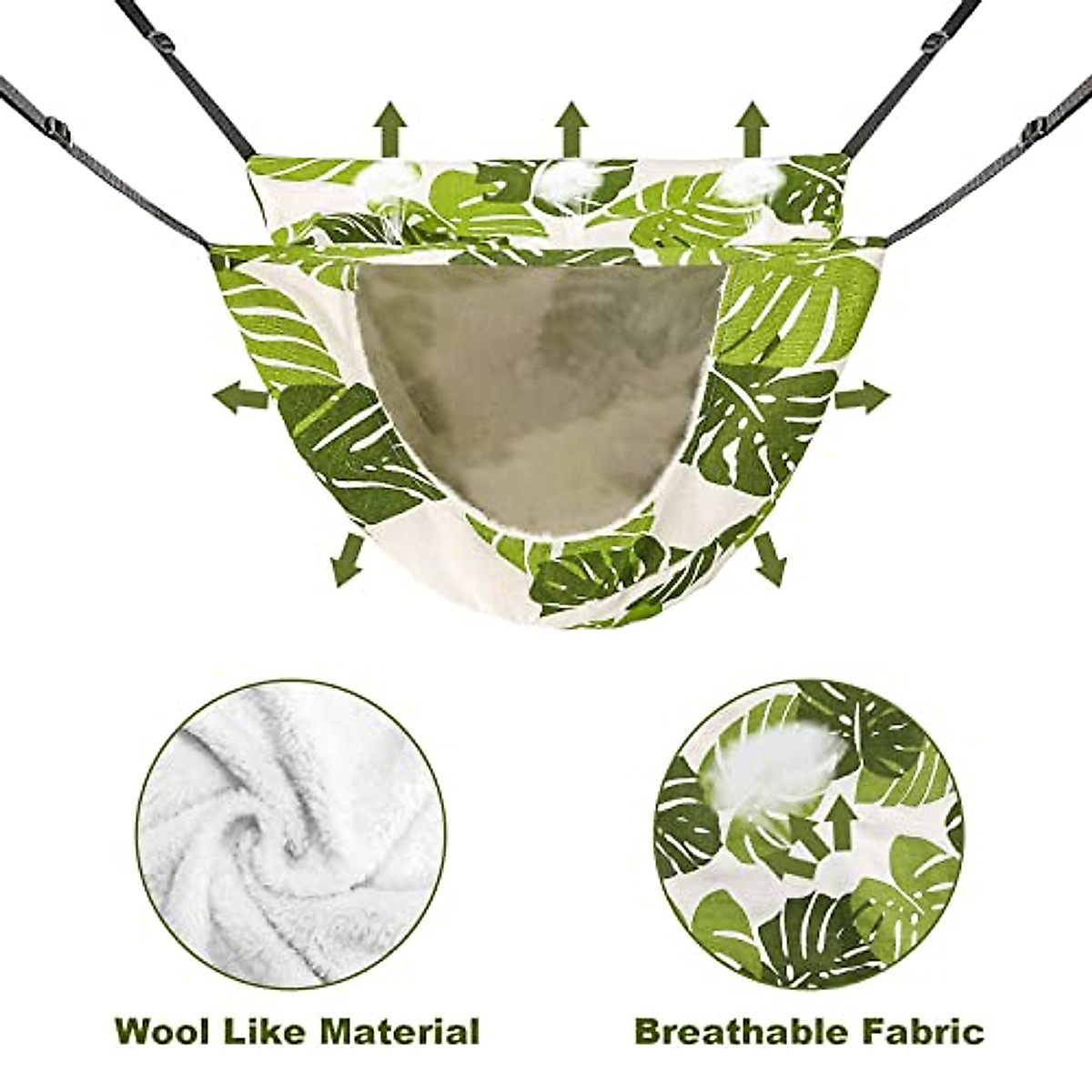 ONENIN Cat Cage Hammock,Hanging Soft Pet Bed for Kitten Ferret Puppy Rabbit or Small Pet,Double Layer Hanging Bed for Pets,2 Level Indoor Bag for Spring/Summer/Winter (Green & White)